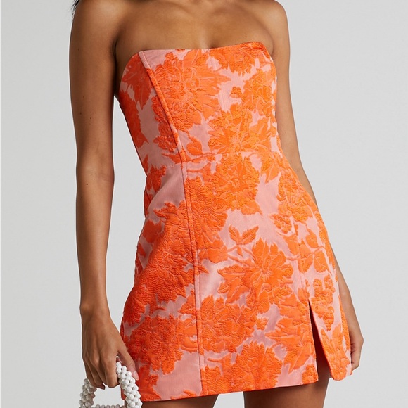 Showpo. | Dresses | Showpo Brailey Mini Dress In Orange Jacquard | Poshmark